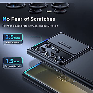 Simtect for Samsung Galaxy S23 Ultra Case with Camera Cover, [Military Drop Protection] [Snug Touch], Slim Protective Hard Back and Soft Edge Phone Case for Galaxy S23 Ultra Case 6.8 Inch- Black