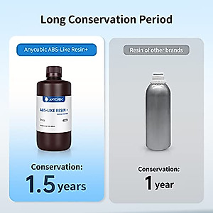 Anycubic ABS-Like + 3D Printer Resin, Toughness and Non-Brittle 405nm UV-Curing Resin, High Precision Standard Photopolymer Resin for 8K Capable LCD DLP 3D Printing (Grey, 1kg)