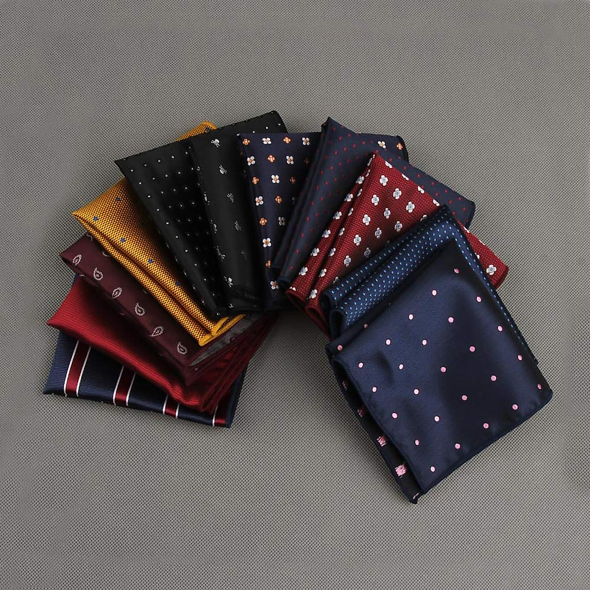 GOADAFOO 15 Pack Handkerchiefs Men 22CM Blue Burgundy Black Pocket Squares Dots Kerchief Accessories