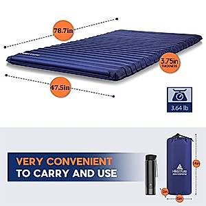 Hikenture Double Sleeping Pad,Extra Thick 3.75in Camping Mattress 2 Person,Queen Size Inflatable Air Mat,Lightweight and Compact,for Backpacking,Car Camping,Hiking,Tent,Cot(Navy Pumpsack)