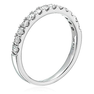 Vir Jewels 1/2 carat (ctw) Diamond Wedding Anniversary Band for Women, Half Eternity Round Diamond Engagement Ring 14K White Gold Prong Pave Set 0.50 cttw, Size 7
