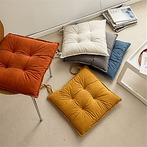 SUIVI HU Chair Pads Seat Cushions,Chair Cushions with Ties,Square Seat Pad for Dining Chairs,Office Chairs,Soft Warm Floor Cushion Chair Cushion for Adult and Kids 4 Pack 18''x18''