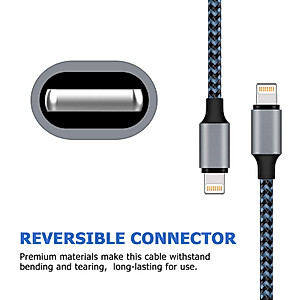 Atill iPhone Charger 10FT iPhone Charger Cable Nylon Braided Charging Cord Compatible iPhone 14/13/12XR XS XSMax X 8 8 Plus 7 7 Plus 6 6s Plus SE 5 5s 5c (Blue), 3 Pack