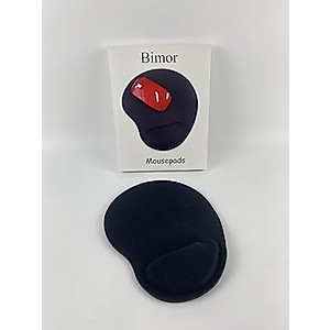 Bimor Mousepads Mouse Pad with Wrist Rest Support, Gel Mouse Pads with Non-Slip PU Base, Pain Relief Memory Foam Mousepad for Laptop PC, Cute Office Supplies Desk Accessories Jet Black