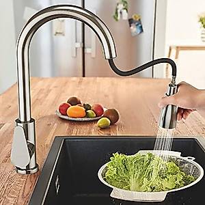 YASFEL Faucet for Kitchen Sink - Modern High Arc Pull Down Kitchen Faucets Brushed Nickel, Single Handle Stainless Steel Kitchen Sink Faucets with Pull Down Sprayer