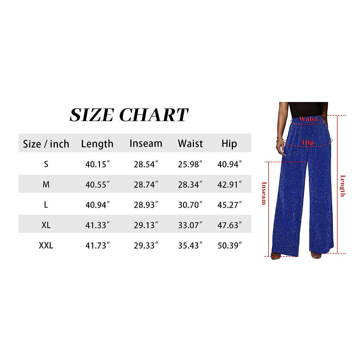 GUOLEZEEV Women Sparkle Party Pants Wide Leg Casual Loose Fit Long Palazzo Pant Black XL