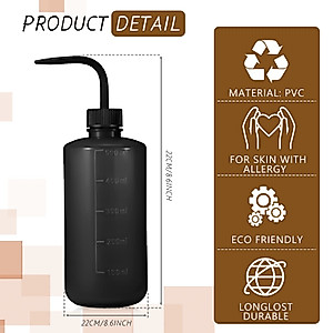 Epakh 6 Pcs 500 ml Tattoo Wash Bottle Water Squirt Bottle Lab Squeeze Bottles Lash Water Bottle Squeezer Safety Rinse Bottle for Eyelash Extensions, Tattoo Supplies, Cleaning, Succulent (Black)
