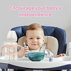 4 Pack Bottle Handles Compatible with Dr Brown Wide-Neck Bottles Non-Slip Easy Grip Handles - BPA-Free Food Grade Silicone Dishwasher Safe - Milk White, Green, Pink, Blue