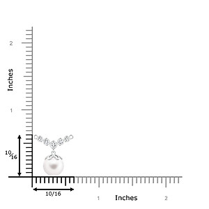 Angara Freshwater Pearl Necklace with Graduated Diamonds in Silver (8mm) - June Birthstone