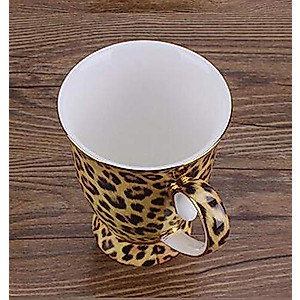 YBK Tech Novelty Porcelain Tea Cup, 9oz Coffee Cup for Home Kitchen Office (Leopard Print)
