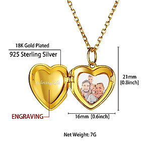 Gold Heart Locket Necklace for Women Silver Locket Necklace That Holds Picture Photo Keep Memorial Accessories Chain 16 Inch Custom Jewelry Personalized Locket Necklace for Wowen