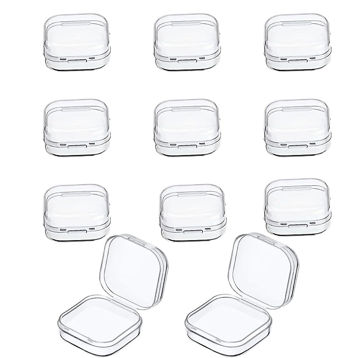 GBSTORE 10 Pcs Mini Clear Plastic Box 1.8 mm Thicken Square Jewelry Earplug Pill Storage Box Case Container with Lid for Bead Makeup Craft Project