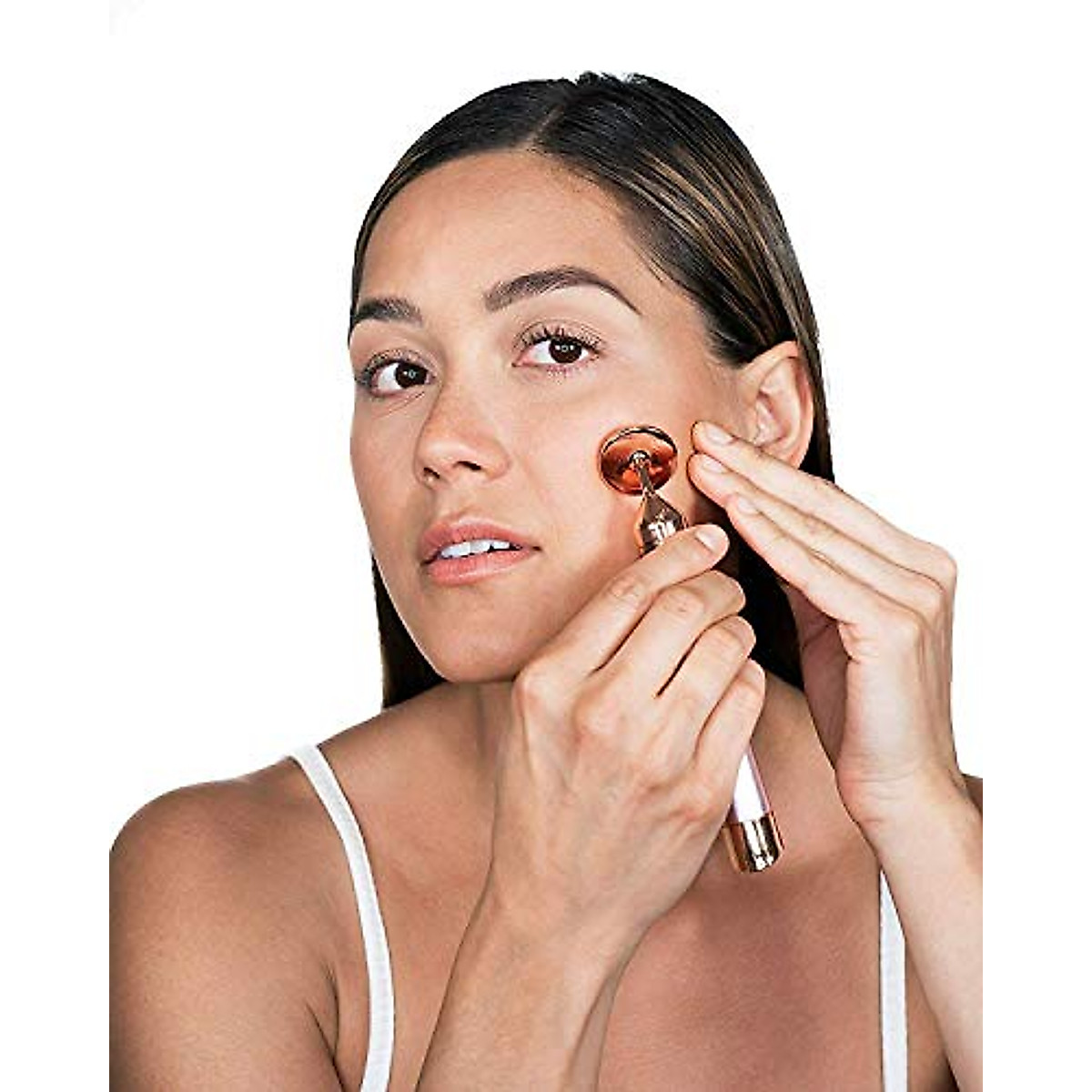 Finishing Touch Flawless Contour Vibrating Facial Roller & Massager, Rose Quartz