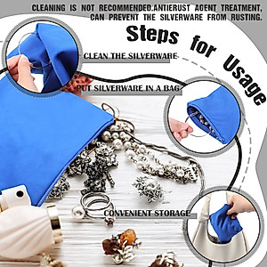 Fumete 8 Pcs Silver Storage Bags Anti Tarnish Zippered Jewelry Keeper 6x6 9x12 15x15 in Silver Pouches for Silverware Silver Jewelry (Black)