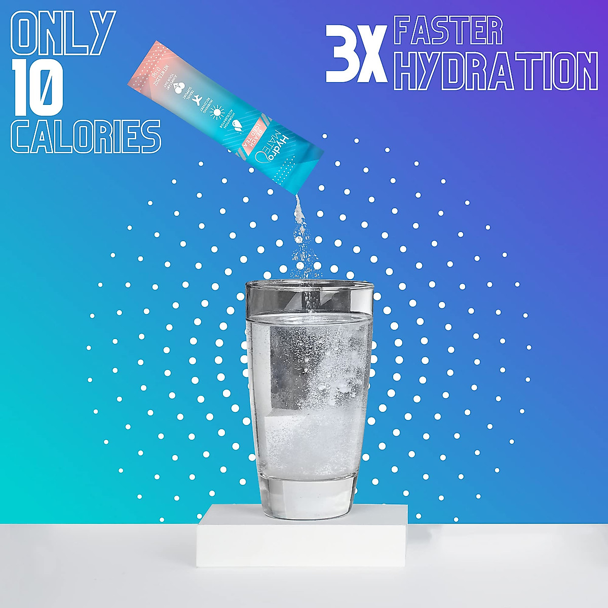 HydroMATE Electrolytes Powder Packets Low Carb Hydration Accelerator Drink Mix Party Relief Plus Vitamin C Variety Pack 16 Sticks