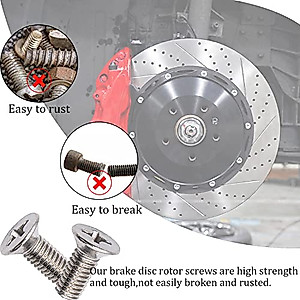 JDDRY 12PCS Stainless Steel Brake Disc Rotor Screws,93600-06014-0H- Compatible With Honda, Acura, Hyundai and Kia,Retaining Hardware Bolts Screw Kit for Front and Rear(Silver,12PCS)