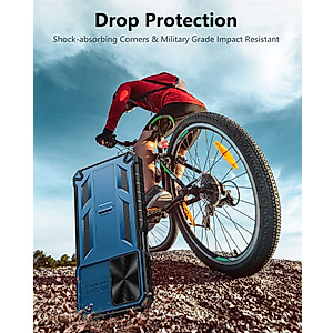 FNTCASE for Samsung Galaxy A23 Protective Case: Military Drop Protection Rugged Sturdy Cellphone Cover with Kickstand & Slide | Shockproof Heavy-Duty Tough Bumper for Samsung A23 5G/4G Phone - Blue