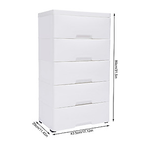 HOLMZCED 5 Tiers Storage Cabinet with Drawers, Stackable Vertical Storage Tower with Removable Wheels Mobile Plastic Storage Organizer Unit with Large Capacity White for Bedroom Living Room Entrance