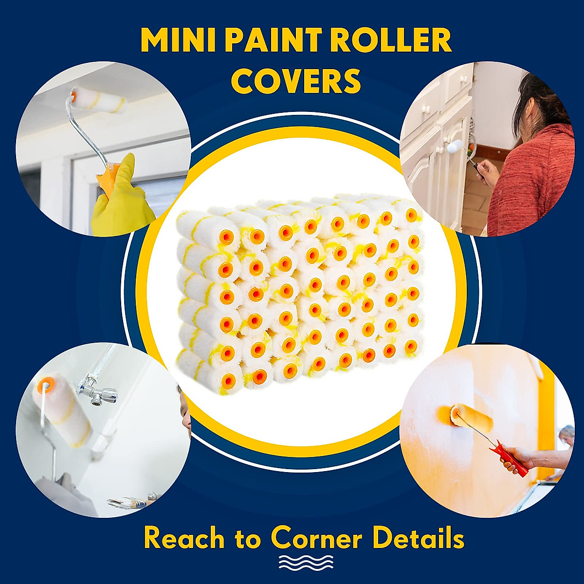 400 Pieces 4 Inch Mini Paint Roller Bulk Small Microfiber Roller Cover 1/2" Nap for Paint Roller Brush for House Painting Supplies, DIY Craft Home Wall Repair Tool Kit Set