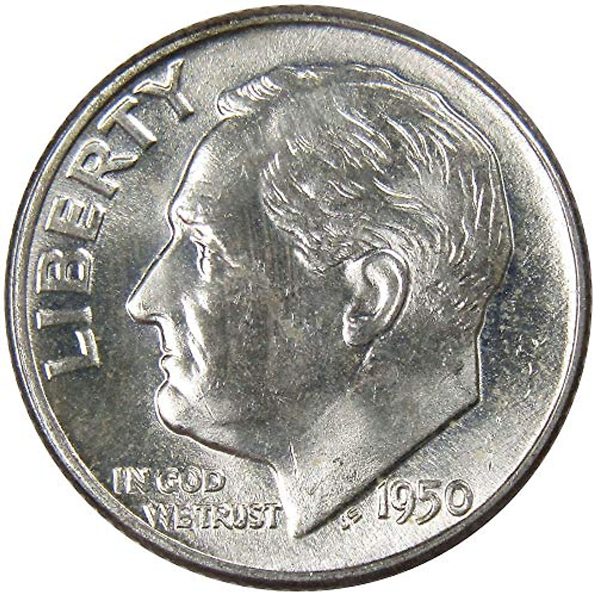 1950 Roosevelt Dime BU Uncirculated Mint State 90% Silver 10c US Coin