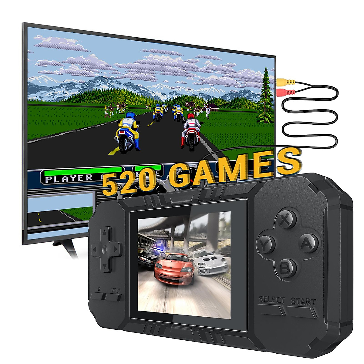 Fadist Handheld Game Console, Retro Mini Game Console with 520 Classic Games, 3.0 inch Screen, Rechargeable Battery, Portable Games Console, Support TV, Ideal Gift for Kids, Adult, Friend, Lover