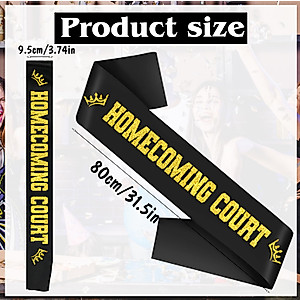 8 Pcs Homecoming Court Sashes with Gold Glitter, Black Homecoming Party Prom Sash for Pageants Homecoming Party School Dance Graduation Party Decorations Accessories (Black + Gold)