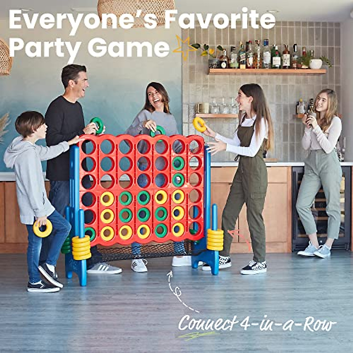 ECR4Kids Jumbo 4-To-Score with Mesh Net and Carry Bag, Giant Game, Assorted