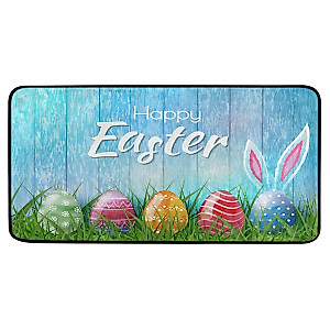 Happy Egg Egg Vintage Kitchen Rugs Non-Slip Kitchen Mats Easter Bunny 39 x 20 Inches Bath Runner Rug Doormats Area Mat Rugs Carpet Cushioned Mat for Home Decor