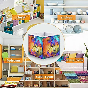 Wolf Portrait Cube Storage Bin Collapsible Storage Bins Waterproof Toy Basket for Cube Organizer Bins for Kids Girls Boys Toys Book Office Home Shelf Closet - 11.02x11.02x11.02 in