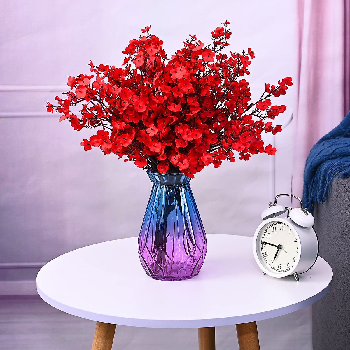 Blue Flowers 6 Bundle Babys Breath Artificial Flowers for Decoration Babies Breath Bouquets Fake Flowers Silk Flowers Gypsophila for Christmas Centerpiece Arrangement Home Wedding Party Garden Decor