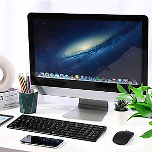 Rechargeable Wireless Keyboard Mouse, UrbanX Slim Thin Low Profile Keyboard and Mouse Combo with Numeric Keypad Silent Keys for Microsoft Surface Duo 2 - Black