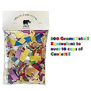 LARGE Metallic Confetti – Jumbo Mylar Rainbow Foil Confetti Bag Perfect for New Years, Surprise Parties, Birthdays, Photoshoots, Engagements & Weddings (300 Grams, Over 7,500 PCS) by JPACO