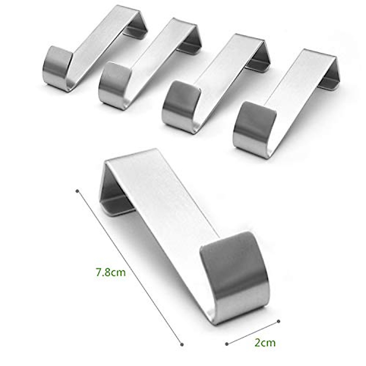 Woooow Pack of 4 Stainless Steel Reversible Over Door Cabinet Drawer Hooks Office Kitchen Towel Coat Hooks Rack, Silver
