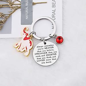 WSNANG Sorority Gift Finer Women Keychain Greek Sorority Jewelry Braver Stronger Smarter Than You Think Keychain (Red elephant Always)