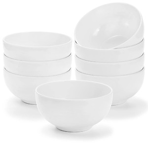 ZENFUN 8 Pack 25 Oz Melamine Bowls Set, White Soup Bowls Melamine Salad Bowls, Unbreakable Bowls for Pasta, Cereal, Soup, BPA Free, Dishwasher Safe, 6 Inch