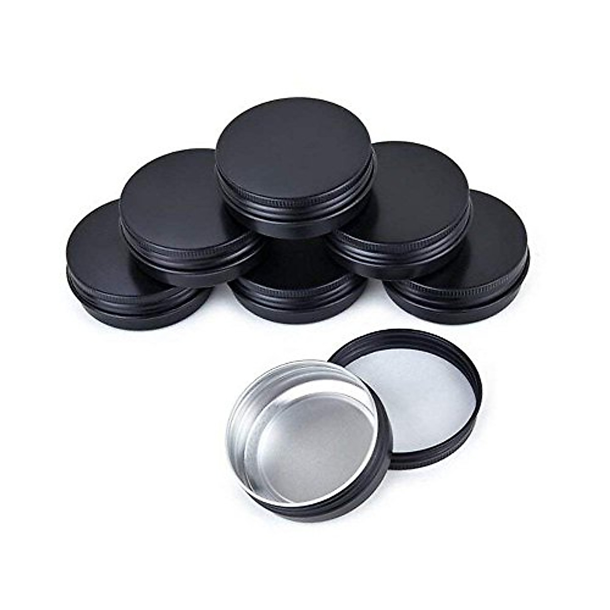 Aluminum Metal Tin 1oz/30ml,Black Aluminum Tins Round Tin Cans Containers with Screw Top Lid (10)