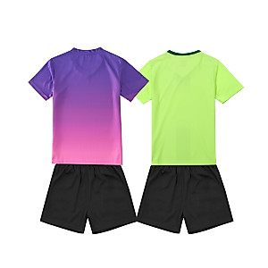 LUCKYLUAN Boy's 2-Pack Soccer Jersey and Short Sets Quick Dry Sports Team Training Uniform Knit 9-10 Years Purple Green