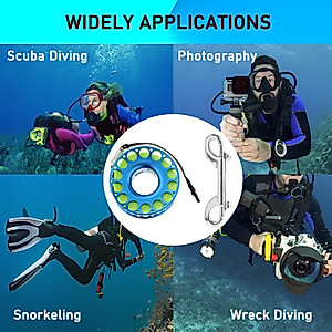 Finger Reel Diving, Aluminum Scuba Gear with 98FT High Visibility Line with Double-Ended Bolt Snap Clip for Scuba Diving Underwater Spearfishing Lightweight & Corrosion-Resistant, Blue