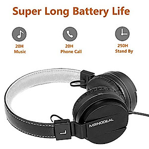 MONODEAL Active Noise Cancelling Headphones with Microphone/Controller, Lightweight Wired Earphones On Ear, Deep Bass Foldable Travel Headset with Carrying Case, 20 Hours Playtime - Black …