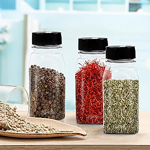 RoyalHouse - 6 Pack 14 Oz Plastic Spice Jars with Black Cap, Clear and Safe Plastic Bottle Containers with Shaker Lids for Storing Spice, Herbs and Seasoning Powders, BPA Free, Made in USA