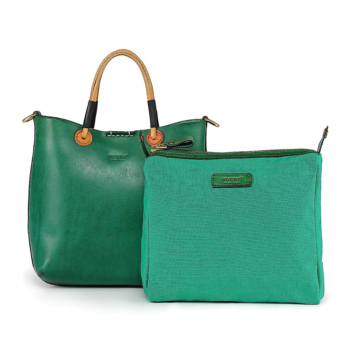 OLD TREND Genuine Leather Outwest Mini Tote Bag (Green)