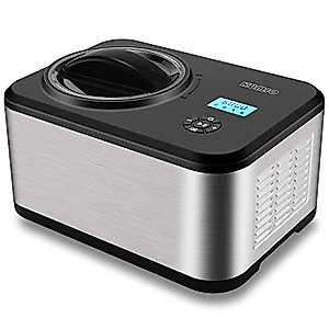 KUMIO 1.5 Quart Ice Cream Maker with Compressor, No Pre-Freezing, 4 Modes Ice Cream Maker Machine with LCD Display, Timer, Automatic Gelato & Yogurt Machine, Stainless Steel