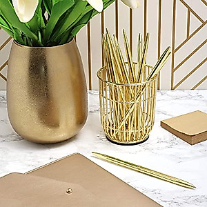 Juvale 12 Pack Gold Ballpoint Pens for Business Students and Teachers, Office Supplies, New Employee Welcome Gift (6.4 In)