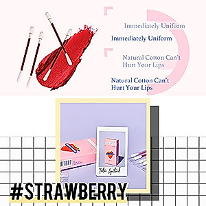 PASNOWFU 20 Pcs/Set of Tattoo Lipstick, Cotton Swab Lipstick, Tattoo Lip Stain Tattoo Lipstick Cotton Swab, Durable Waterproof Liquid Non-Stick Lipstick, Easy to Carry（Color : Strawberry）