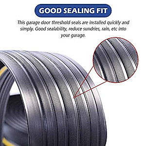 10Ft/3M Universal Garage Door Rubber Threshold Strip, Weatherproof Seal Strip DIY Weather Stripping Replacement, Not Include Adhesive/Sealant (Black)