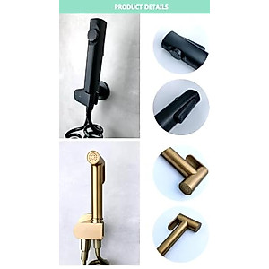 New Bidet Sprayer Set Solid Brass Body with Open and Close Switch ABS Plastic Bathroom Toilet Fixture (Black PVC Hose)