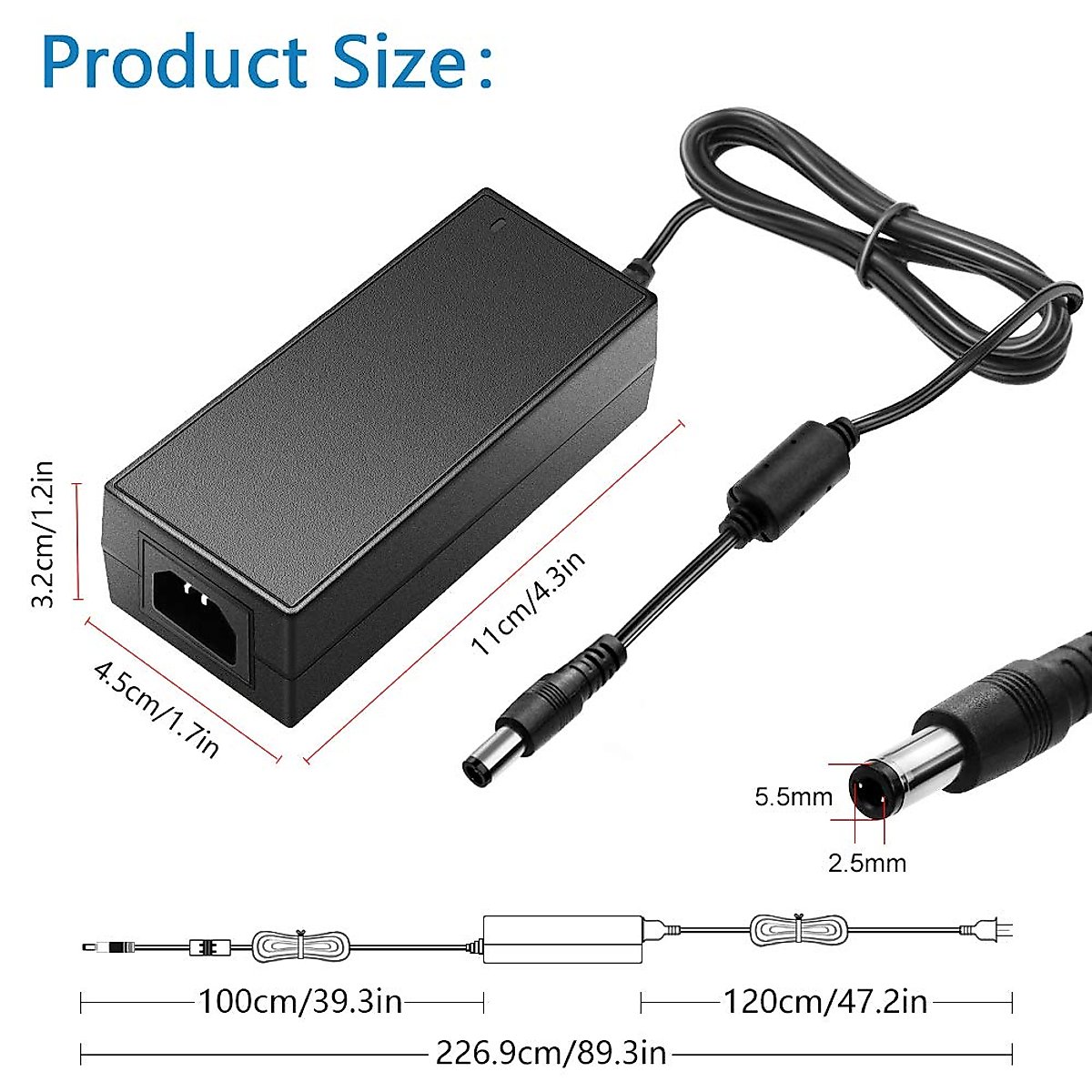 SHNITPWR 5V 5A DC Power Supply Adapter 5 Volt 5 Amp 25W AC 100V~240V to DC Converter Transformer LED Driver with 5.5x2.5mm DC Tip for WS2812B WS2813 LED Pixel Strip TV Box USB HUB Raspberry Pi