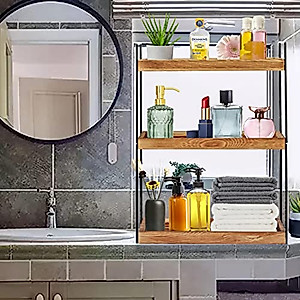 3 Tier Kitchen Countertop Organizer Bathroom Counter Storage Standing Rack Vanity Tray Cosmetic Shelf Make Up Storage Holder Wooden Spice Rack Seasoning Shelves Organizers For Bathroom Kitchen