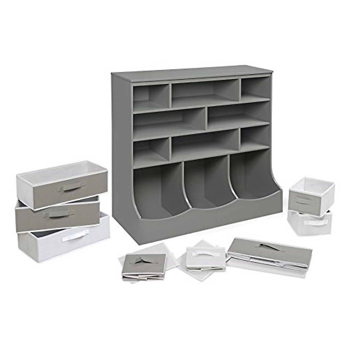 Storage Station 8 Cubby 3 Bin Organizing Unit with Reversible Baskets