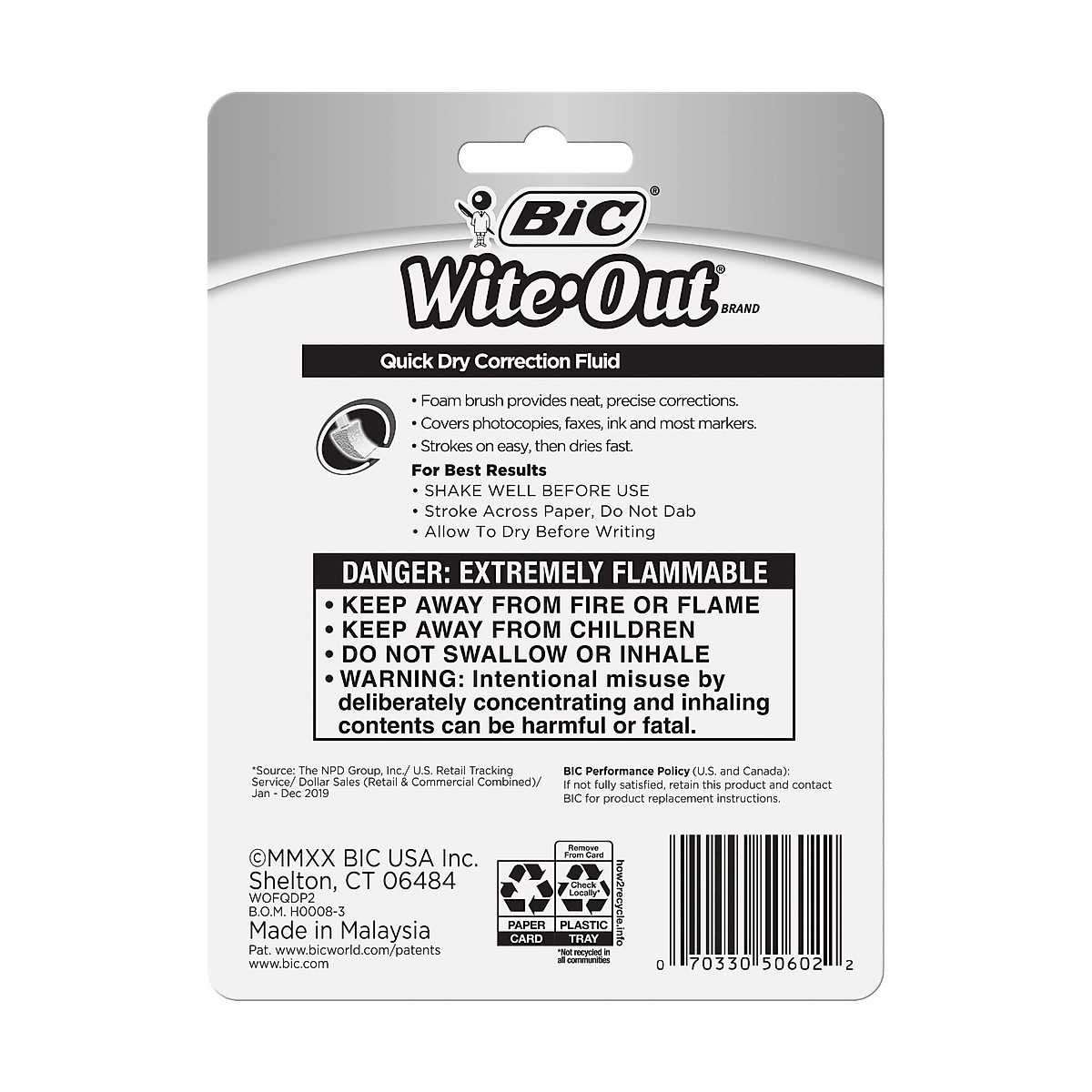 Bic Wite-Out Quick Dry Correction Fluid - 2 pack - white color writeout - white-out